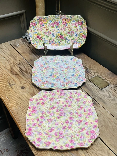 ROYAL WINTON GRIMWADES English rose Chintz Ascot-shaped Luncheon Plate ...