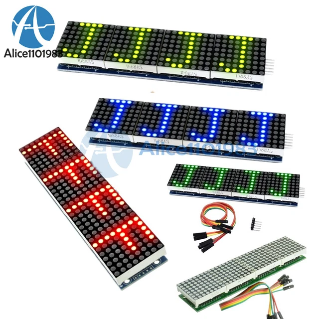 MAX7219 4 IN 1 LED Display Microcontroller+5P Line Dot Matrix Module ...