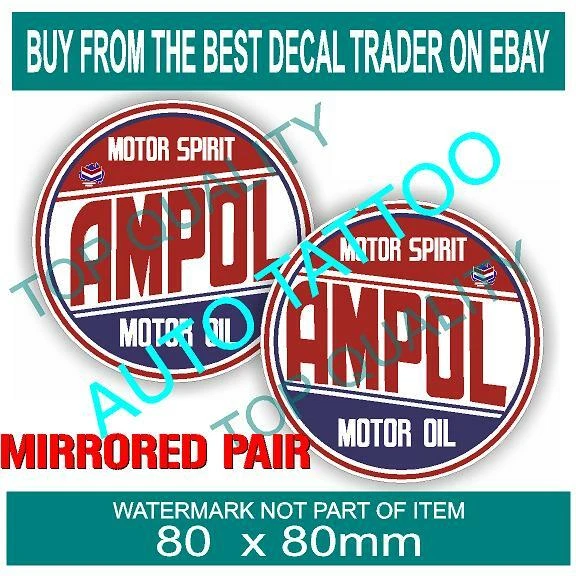 VINTAGE AMPOL OIL Decal Sticker X2 Retro Petroliana Americana Garage ...