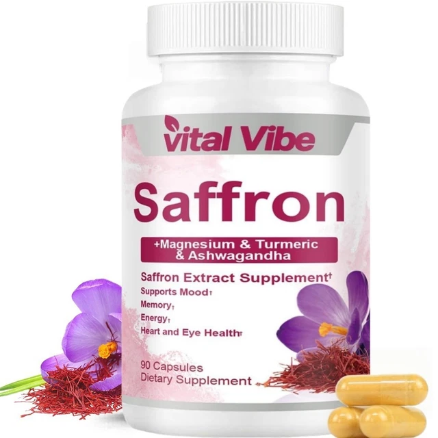 PURE SAFFRON EXTRACT Capsules 600mg Mood Enhancement and Antioxidant ...