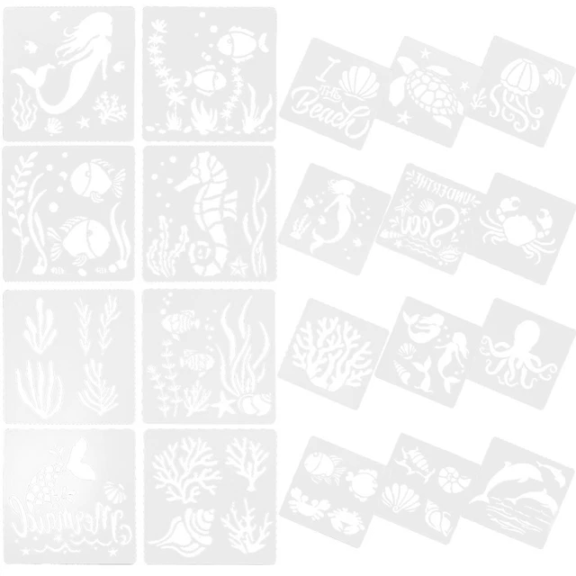 20 SHEETS BEACH Painting Template Drawing Craft Stencils Templates $23. ...