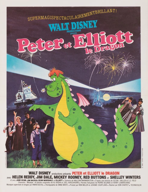 AFFICHE ORIGINALE, PETER et Elliott Dragon, Walt Disney, Dessin Animé ...