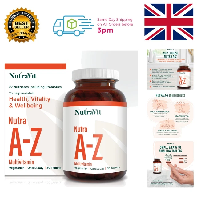 NUTRA A-Z: COMPLETE Multivitamins & Probiotics for Men and Women - 30 ...