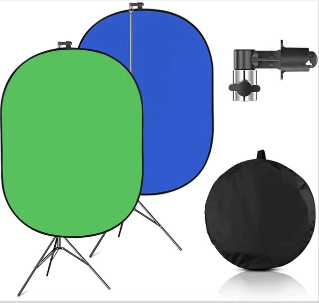 PORTABLE GREEN SCREEN Backdrop with Stand,Foldable 5x7ft Chromakey Blue ...