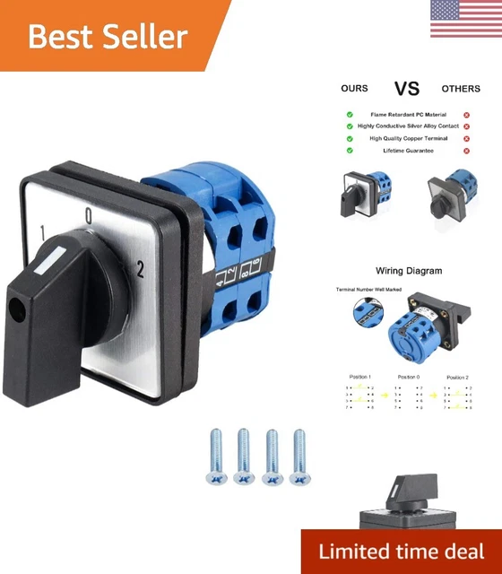 UNIVERSAL ROTARY CAM Selector Switch - 3 Positions, 8 Terminals, 550V ...