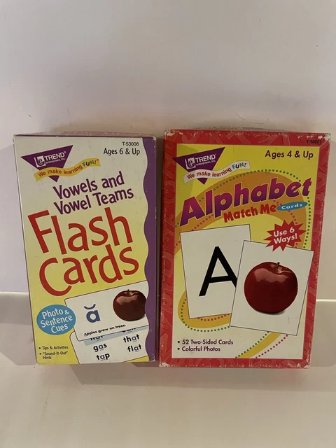 VINTAGE TREND FLASH CARDS Vowels & Teams, & Alphabet Match Me. $15.00 ...