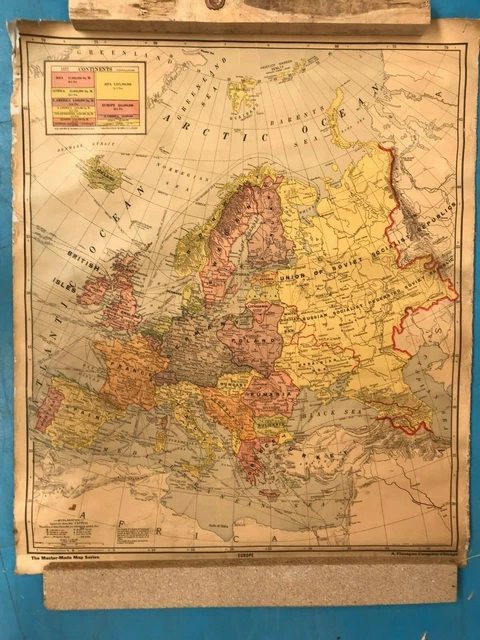 VINTAGE ORIGINAL MAP, Europe circa 1940 from the USA - A. Flanagan, Co ...