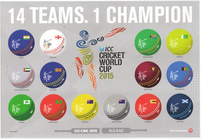 NEW ZEALAND 2015 Cricket World Cup Sheetlet Of 14 Unmounted Mint £11.40 ...