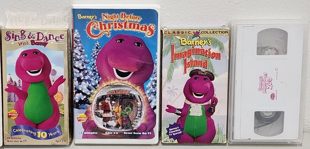 BARNEY VHS VIDEO tapes 4 lot Christmas, Zoo, Imagination Island, Sing ...