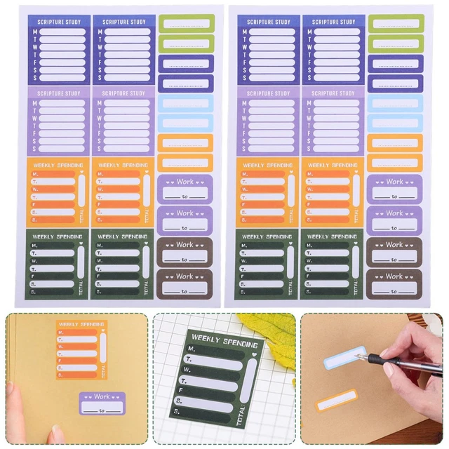 DAY OF THE Week Stickers 10 Sheets Monday To Sunday Label Self Adhesive ...