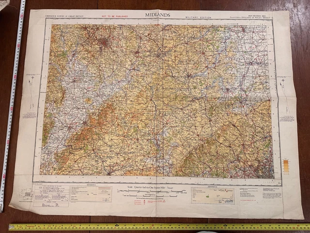 ORIGINAL WW2 BRITISH Army RAF Navy Base Map of England - Midlands ...