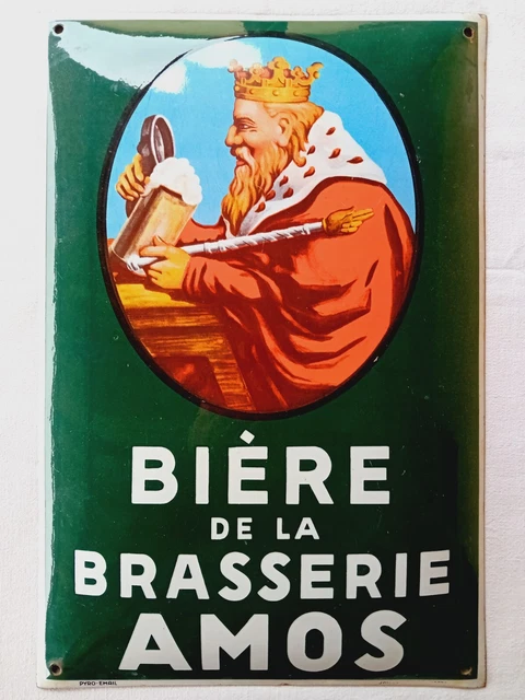ANCIENNE PLAQUE ÉMAILLÉE Bière de la Brasserie AMOS à METZ Lorraine - Gambrinus EUR 1.240,00 ...