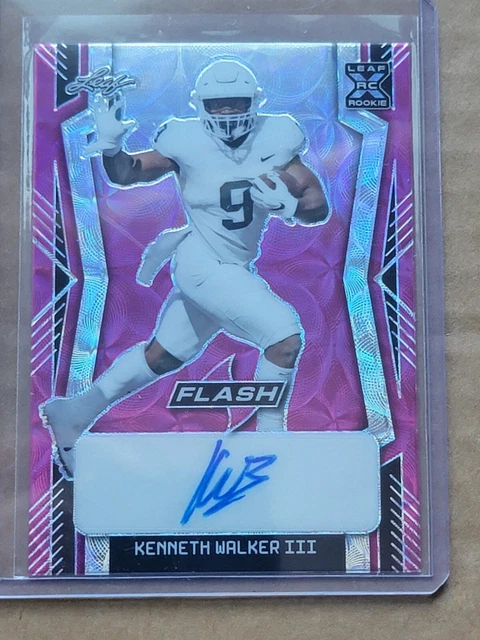 KENNETH WALKER III 2022 Leaf Flash Pink Kaleidoscope Autograph 8/10 BA ...