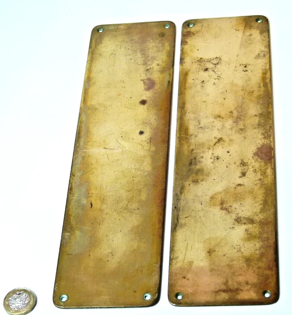 PAIR ANTIQUE BRONZE/COPPER ALLOY DOOR FINGER PLATES ART DECO 1920s-50s ...