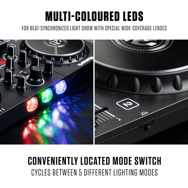 NUMARK PARTY MIX DJ Controller with Lights 2 Decks Mixer Audio ...