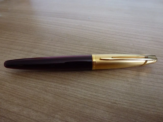 WATERMAN EDSON RUBY Red Fountain Pen 18K Gold Fine Nib - Excellent ...