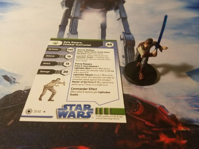 STAR WARS MINIATURES Jedi Academy 29 Kyle Katarn, Combat Instructor $12 ...