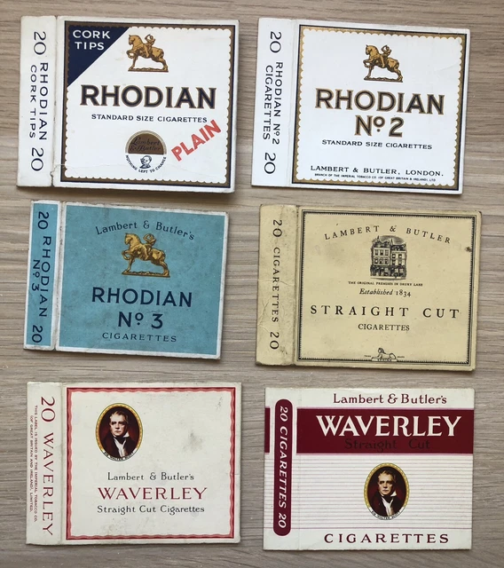 6 EMPTY LAMBERT & Butler Cigarette Packet Waverley Rhodian Straight Cut ...