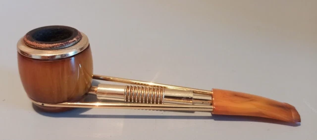 ANCIENNE PIPE JIMA métal et céramique marron et or vintage années 70 ...