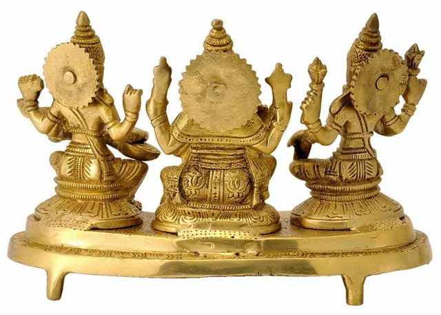 BRASS HINDU GOD Goddess Lakshmi Ganesh Saraswati Idol Statue Figurine ...