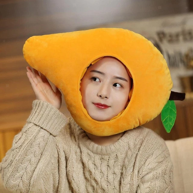 PLUSH FRUIT HEADGEAR Mango Hat Cartoon for Kids Adults Headwrap Cute ...