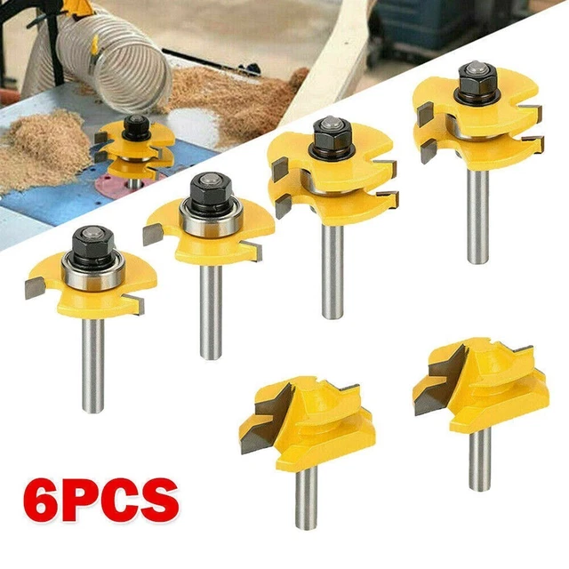 AU 6PACK 45 Degree Lock Miter Router Bit Woodwork Tenon Cutter Tool 1/4 ...