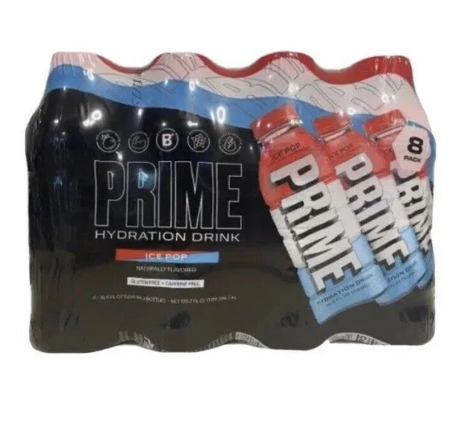PRIME HYDRATION DRINK By KSI x Logan Paul Ice Pop Flavor (8 Pack) 16 oz ...