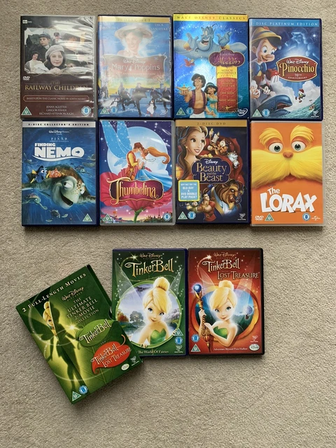 BUNDLE WALT DISNEY DVDs Tinker bell, Finding Nemo, Aladdin, Mary ...