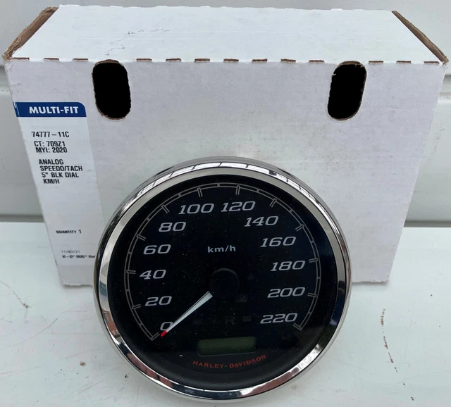 HARLEY DAVIDSON 70900421C Dyna BLK Dial 5" Analog Tacho Speedometer KM ...
