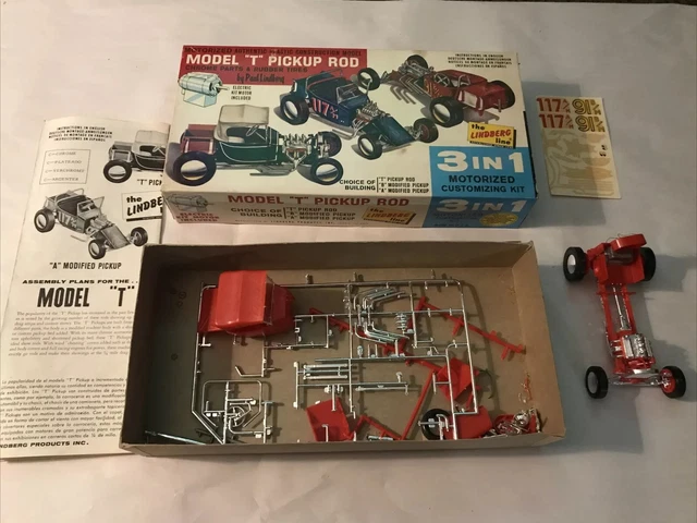 VINTAGE MODEL EARLY Lindberg Model T Rod 3 In 1 Motorized Model Kit 60 ...