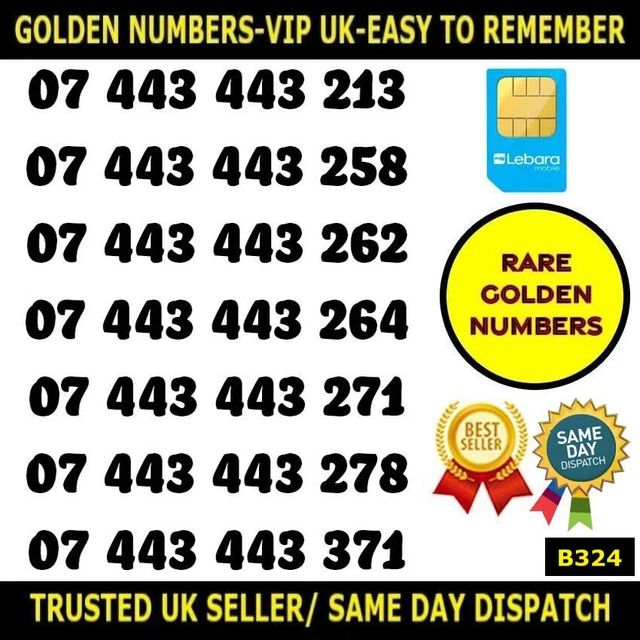 GOLDEN NUMBER RARE VIP Lebara UK PAYG SIMS-Easy To Remember Unique ...