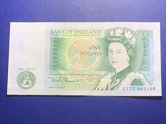 OLD QUEEN ELIZABETH II One Pound Bank Note of England Crisp ...