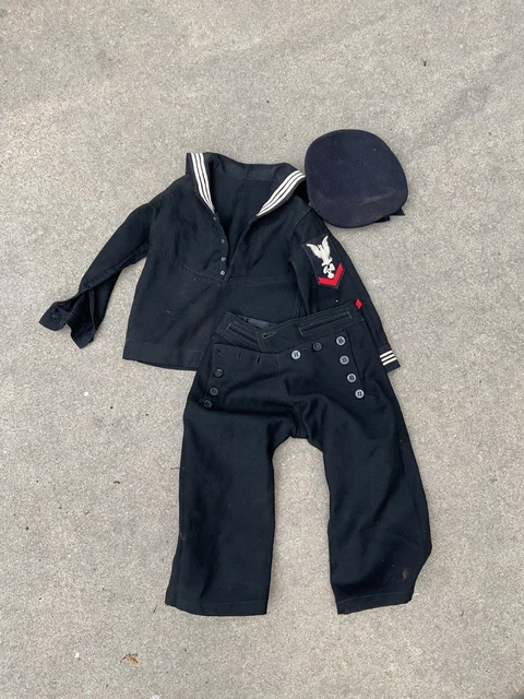 VINTAGE U.S. NAVY Child’s Sailor Uniform Set w/ Hat – Navy Blue Wool ...