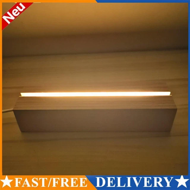 WOODEN BASE TOUCH Wood Light Display Base Rectangle for Resin Acrylic ...