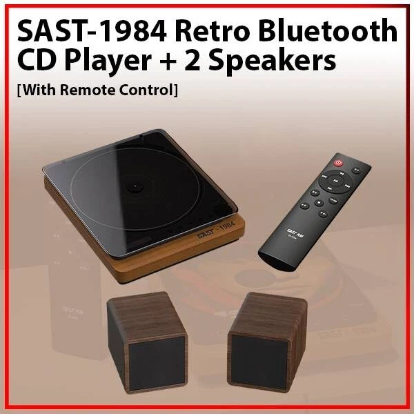 SAST-1984 SA-058 RETRO CD Player Bluetooth CD Player + 2 Speaker Audio ...