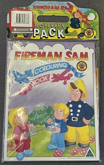 NEW SEALED FIREMAN Sam Activity Pack Colouring + Crayons 1989 ABC Kids ...