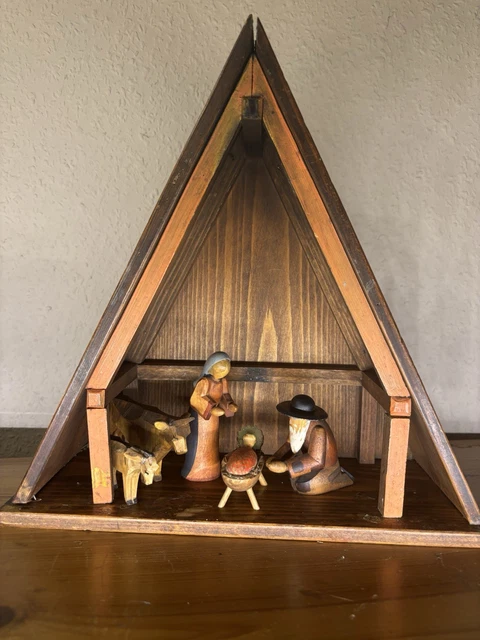 GROSSE KRIPPE MAX Dittmann Erzgebirge Holzfiguren Maria Josef Jesuskind ...