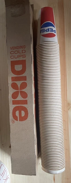 DIXIE PEPSI VINTAGE Wax Paper Cups 80 Pack Vending Cold Drink 12oz USA ...