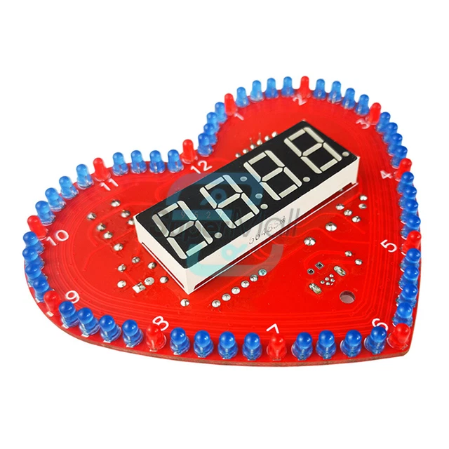DIY HEART-SHAPED DIGITAL LED Clock Kit Module Alarm Electronic ...