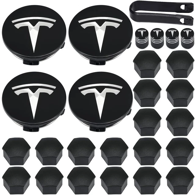 AERO WHEEL CAP Kit Tesla Hub Center Covers Lug Nut Caps/Model 3 Y S X ...