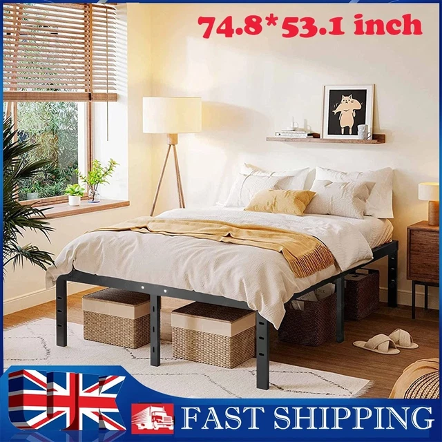 HIGH METAL BED Frame 4ft 6 Double Bed Heavy Duty With Underbed Storage ...