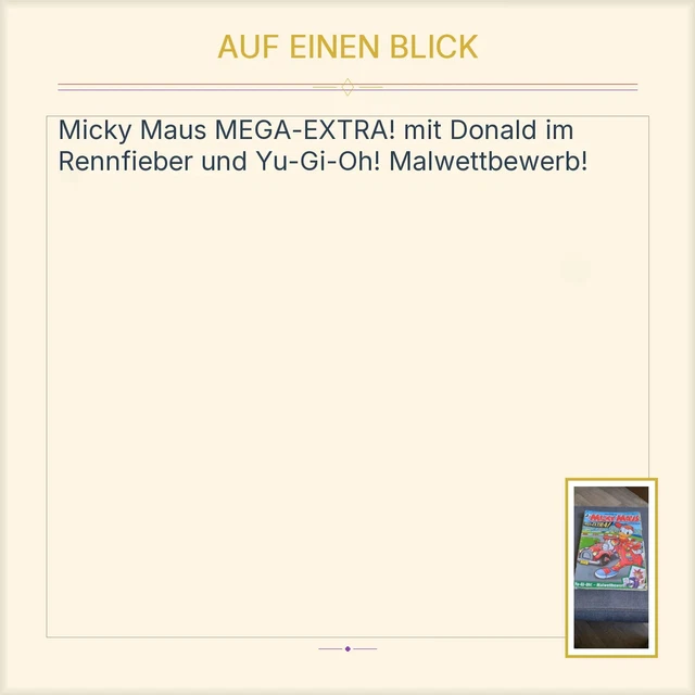 MICKY MAUS MEGA-EXTRA! Comic Deutsch Walt Disney Donald Yu-Gi-Oh ...
