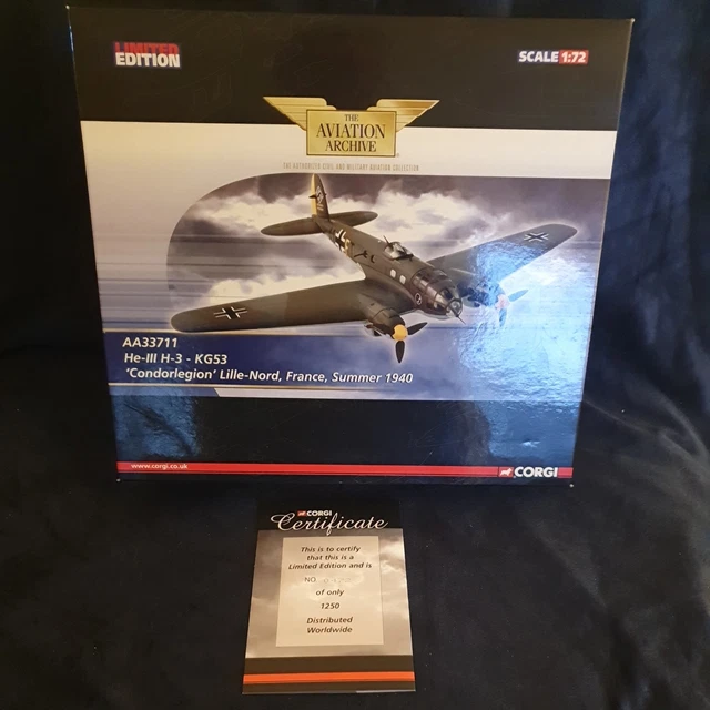 CORGI AVIATION HE-III H-3 KG 53 Condorlegion 1940 1:72 Plane Model ...