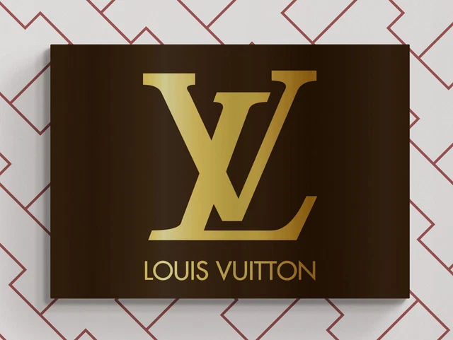 LV LOUIS VUITTON Shop Display Sign Mirrored Gold Thick Metal ...