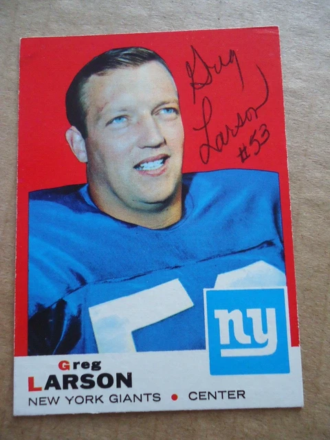 GREG LARSON - 1969 Topps Carte Football Autographiée #106 - Giants de ...