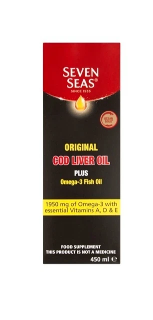 SEVEN SEAS ORIGINAL Cod Liver Oil Plus Omega-3 Fish Oil 450ml Vitamins ...