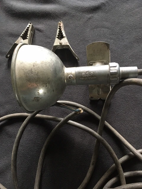 VINTAGE BSP COVENTRY Car Garage Inspection Lamp Swivel Clip Automobilia ...