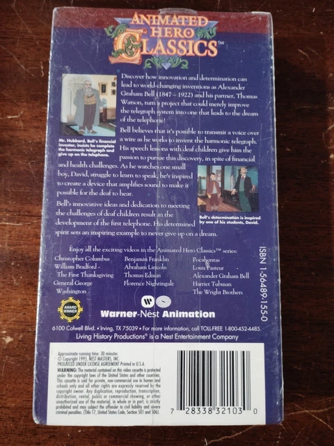 ALEXANDER GRAHAM BELL Animated Hero Classics New Sealed VHS 1995 Living ...