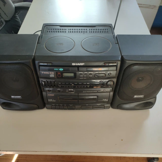 SHARP GX-CH170 TWIN CD /Tape/AM/FM Radio Boombox/GhettoBlaster Portable ...