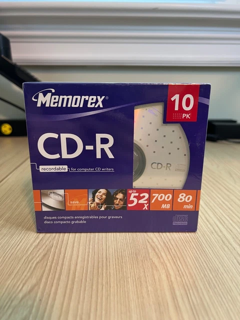 MEMOREX 10 PACK Blank CD-R Compact Disc 80 Min 700 MB 52X New Sealed ...